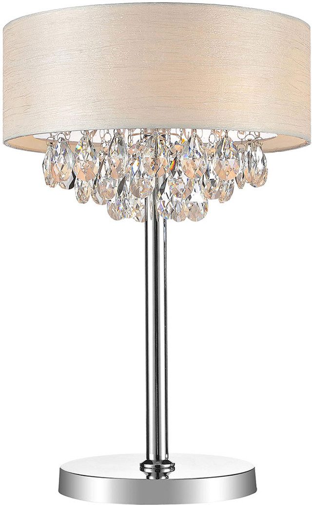 Dash Chrome Table Lamp – Off-White Shade & K9 Crystal Accents